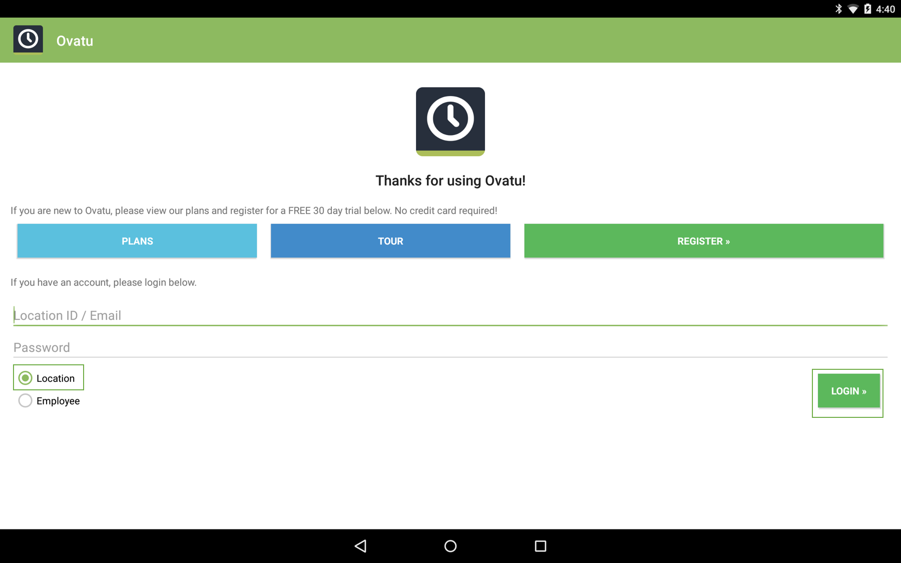 What is the difference between Location login and Employee Login? - Ovatu Help Guides