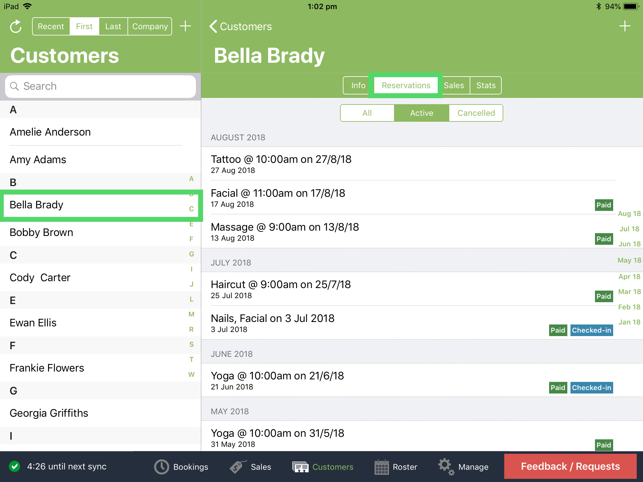 How do I view a Customers past and upcoming Reservations? - Ovatu Help ...