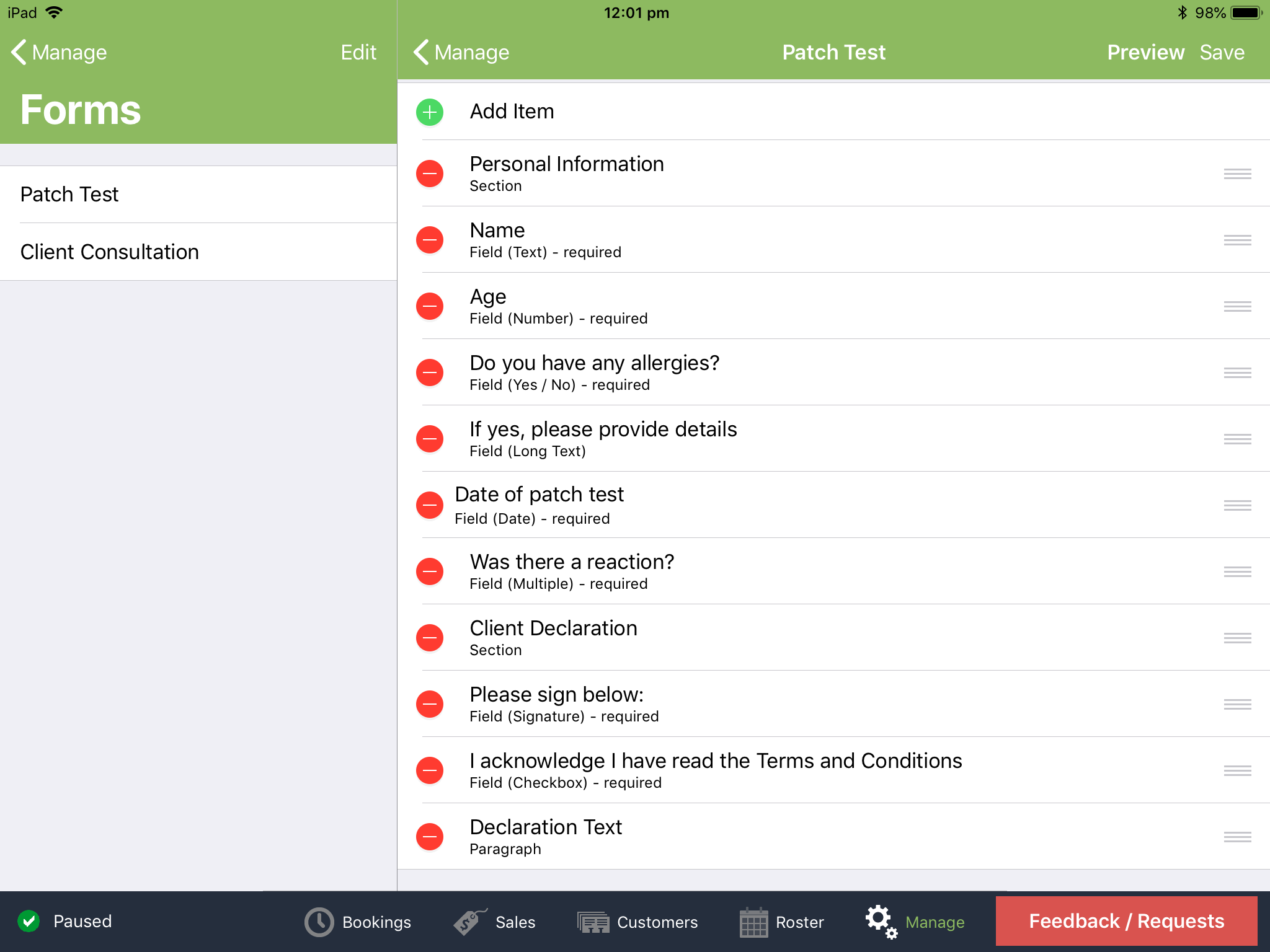 Example Form: Patch Test - Ovatu Help Guides