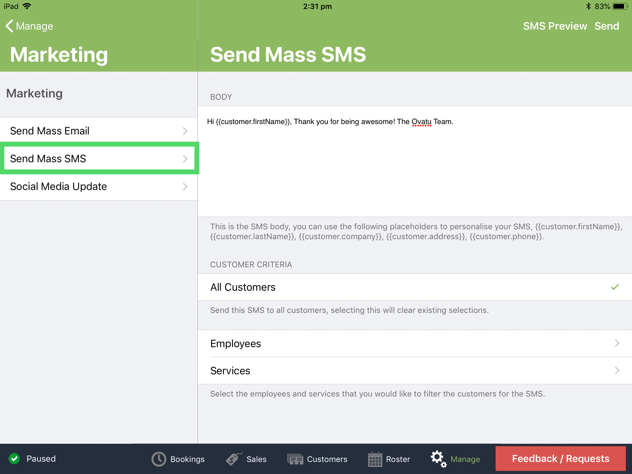 How do I send an SMS marketing campaign? - Ovatu Help Guides