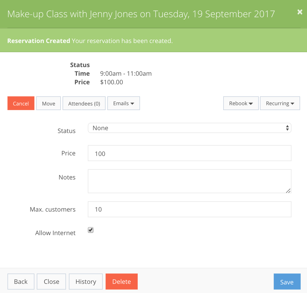 How do I create a (once off) Class Reservation? - Ovatu Help Guides