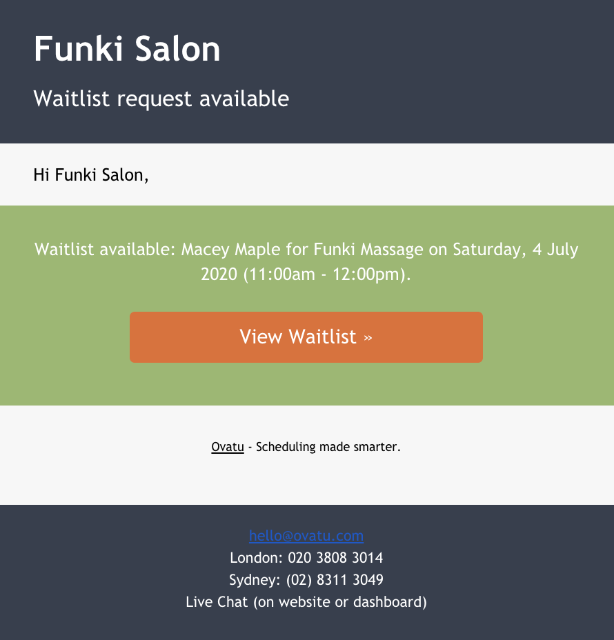 How do I use the Waitlist? - Ovatu Help Guides