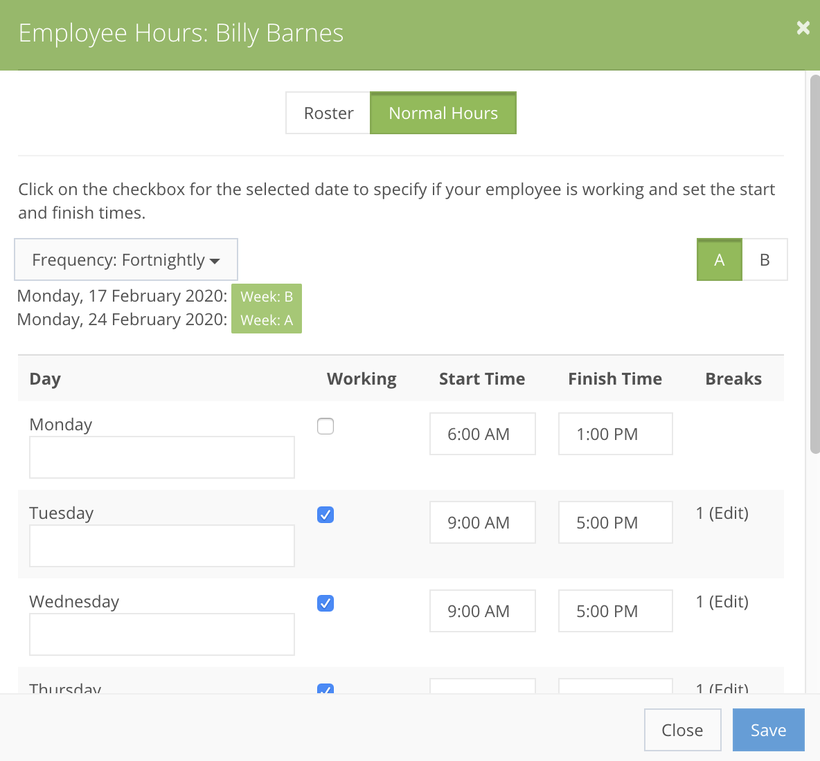 How do I set an employees normal working hours? - Ovatu Help Guides