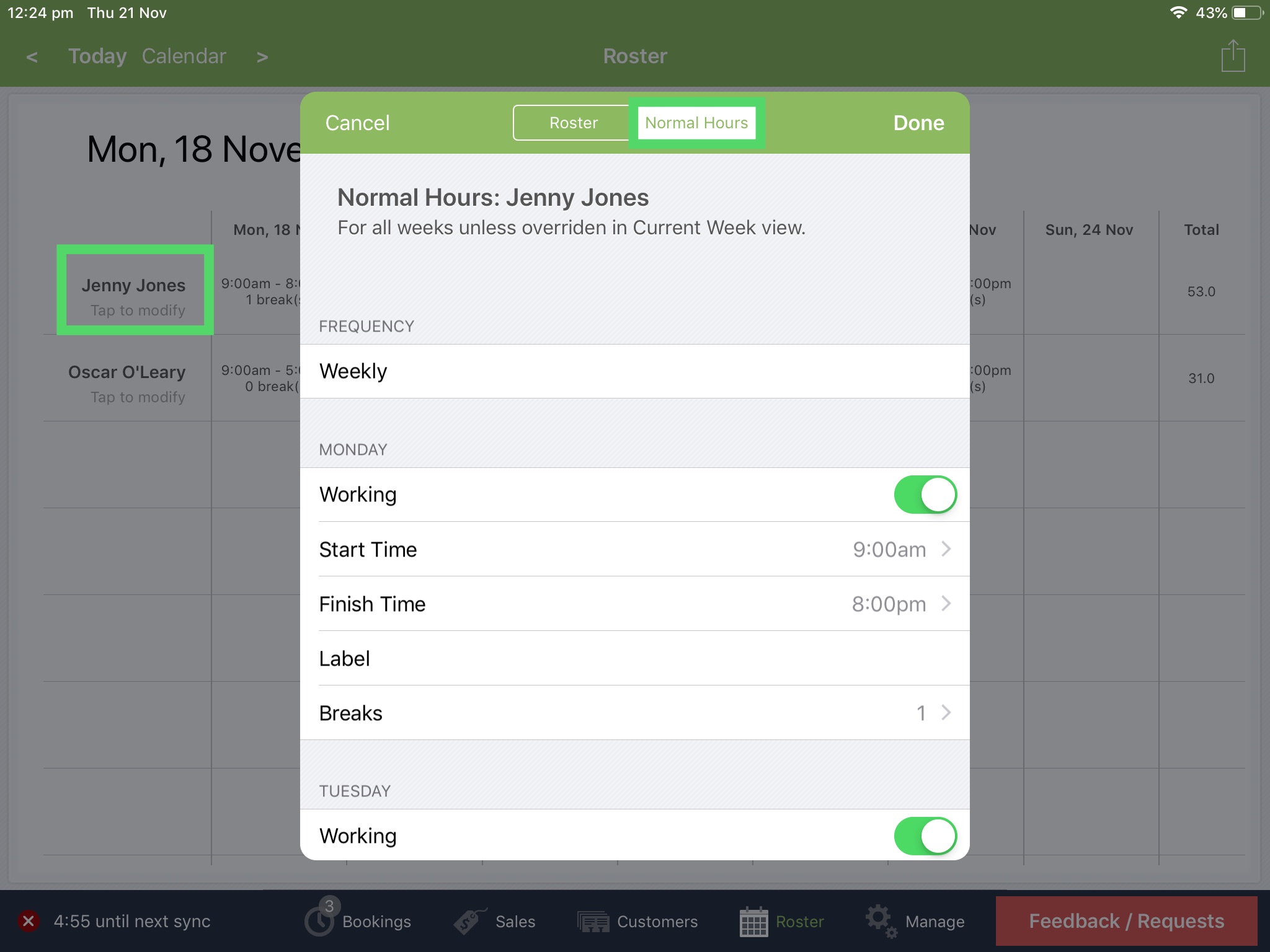 How do I set an employees normal working hours? - Ovatu Help Guides