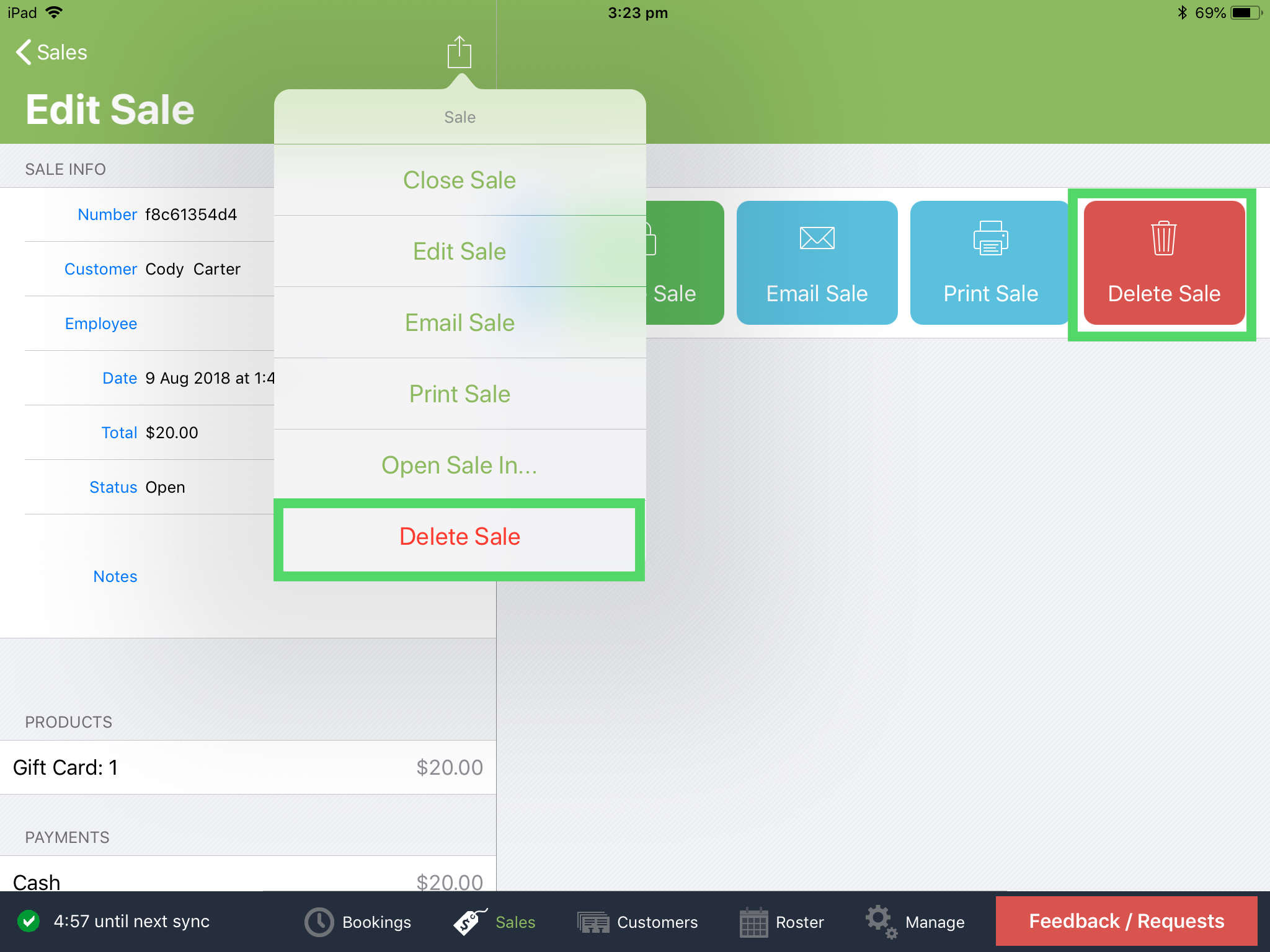 How do I delete a Sale? - Ovatu Help Guides
