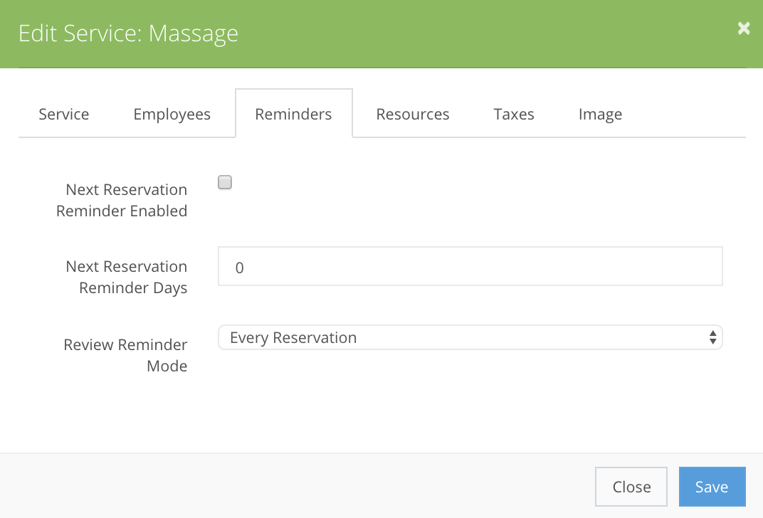 How do I customise rebooking and review reminders for a Service ...