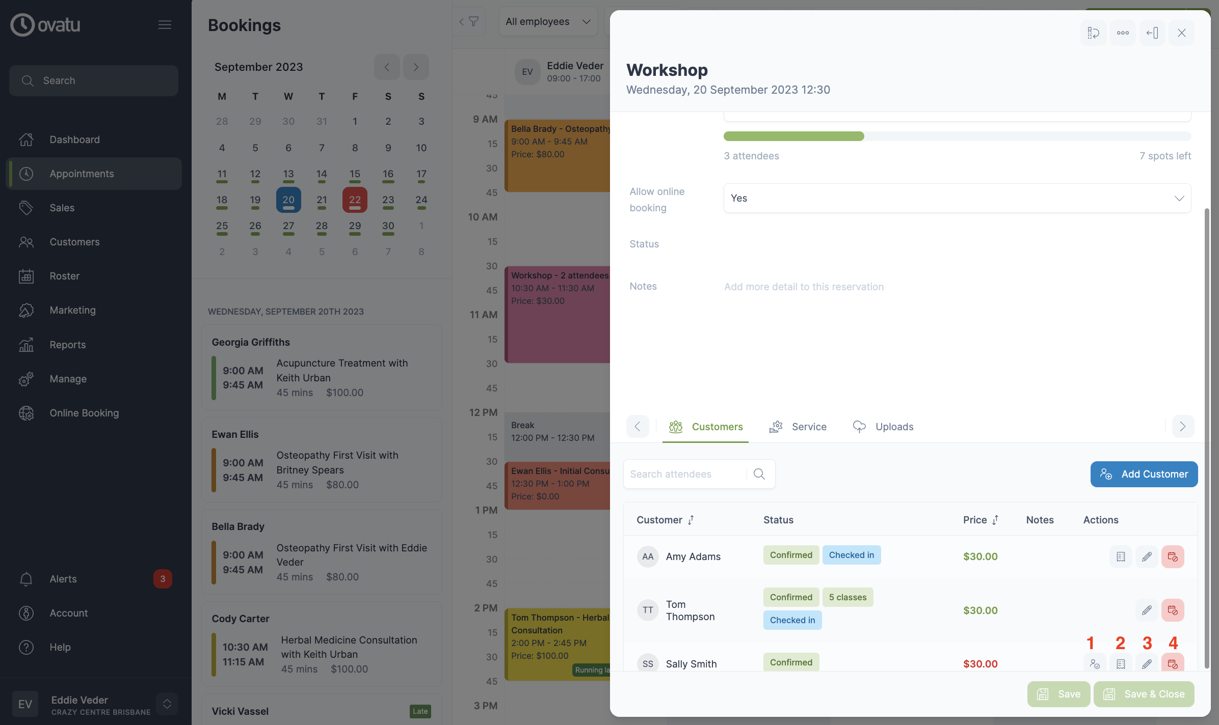 Booking customers into a class - Ovatu Help Guides