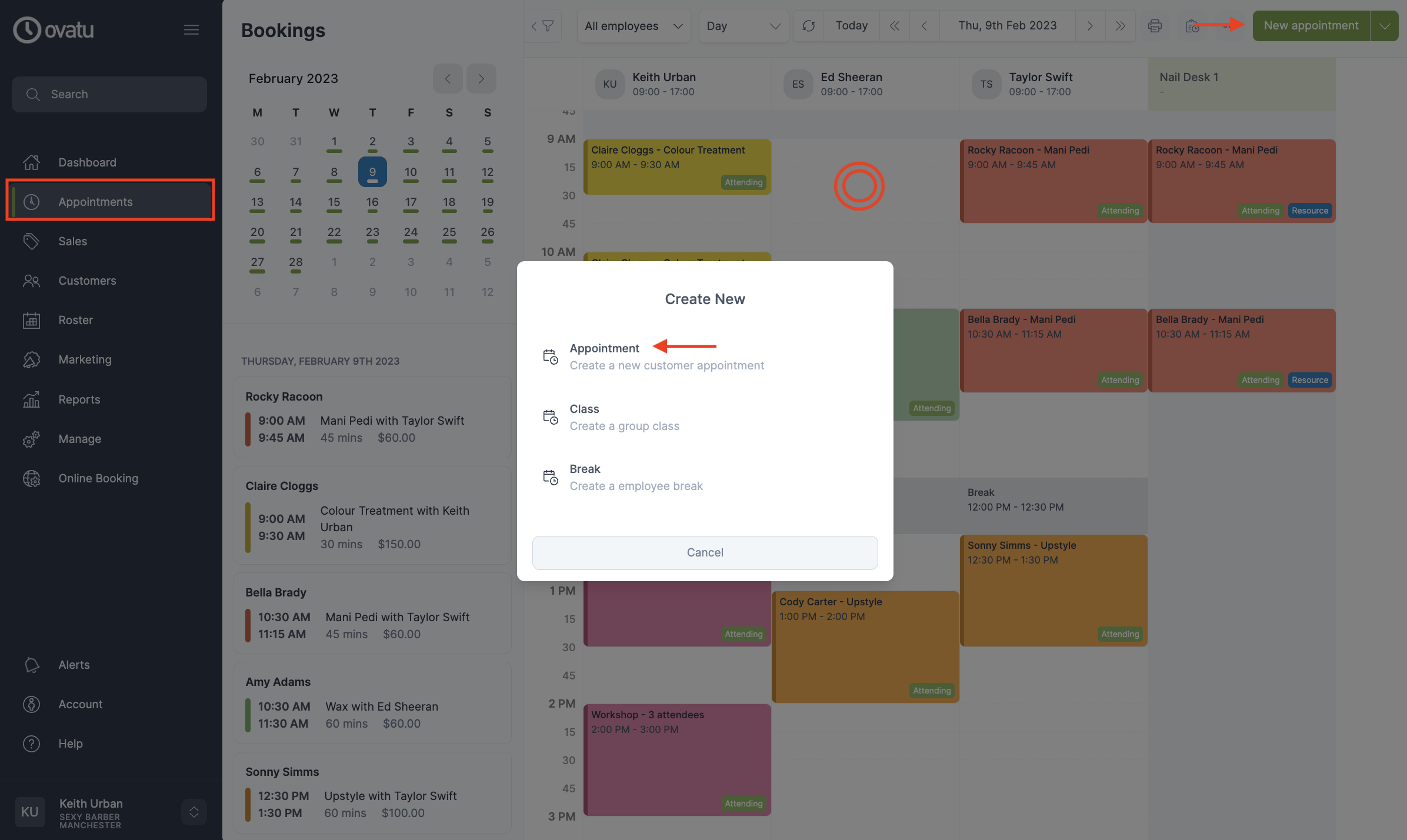 Creating an appointment - Ovatu Help Guides
