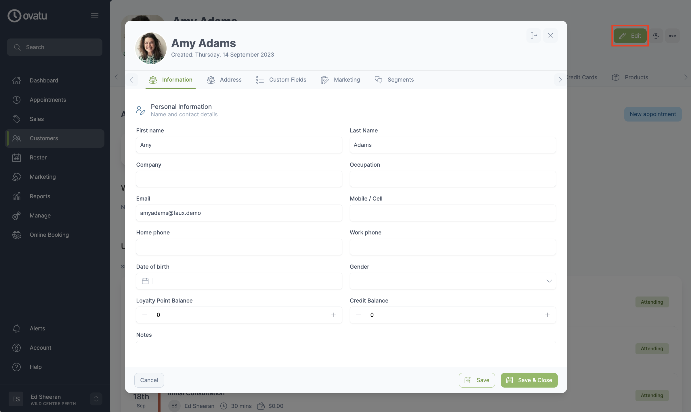 Customer profile - Ovatu Help Guides