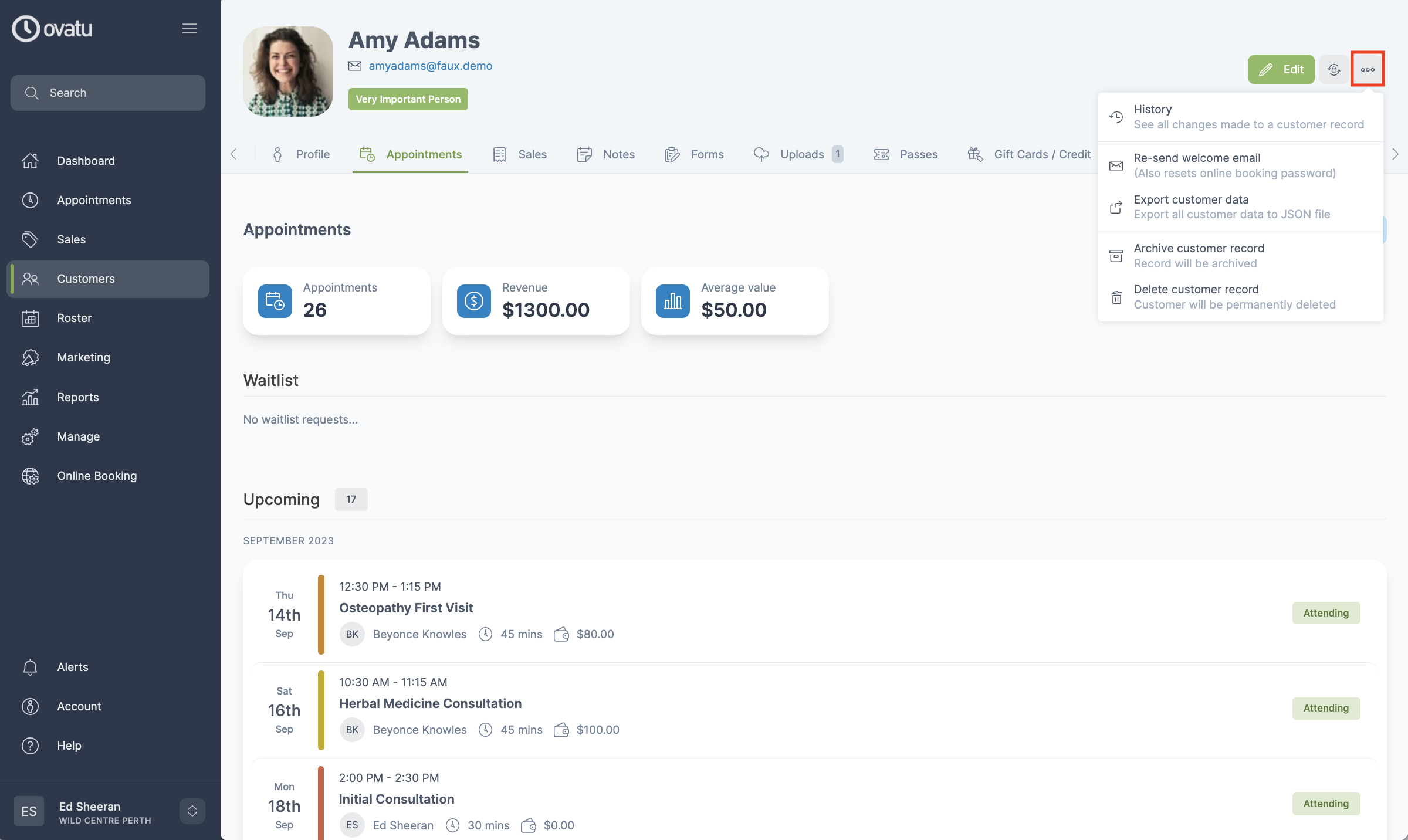 Customer profile - Ovatu Help Guides