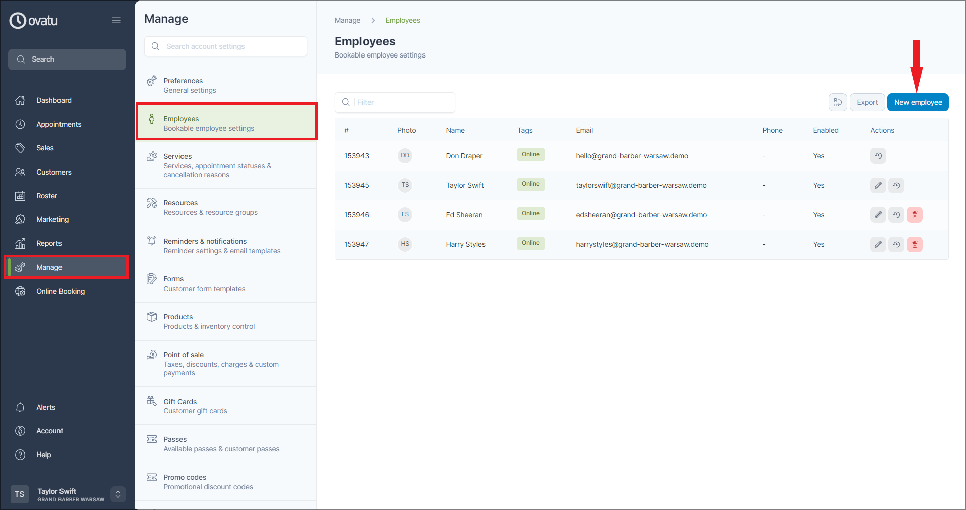 Creating a bookable employee - Ovatu Help Guides