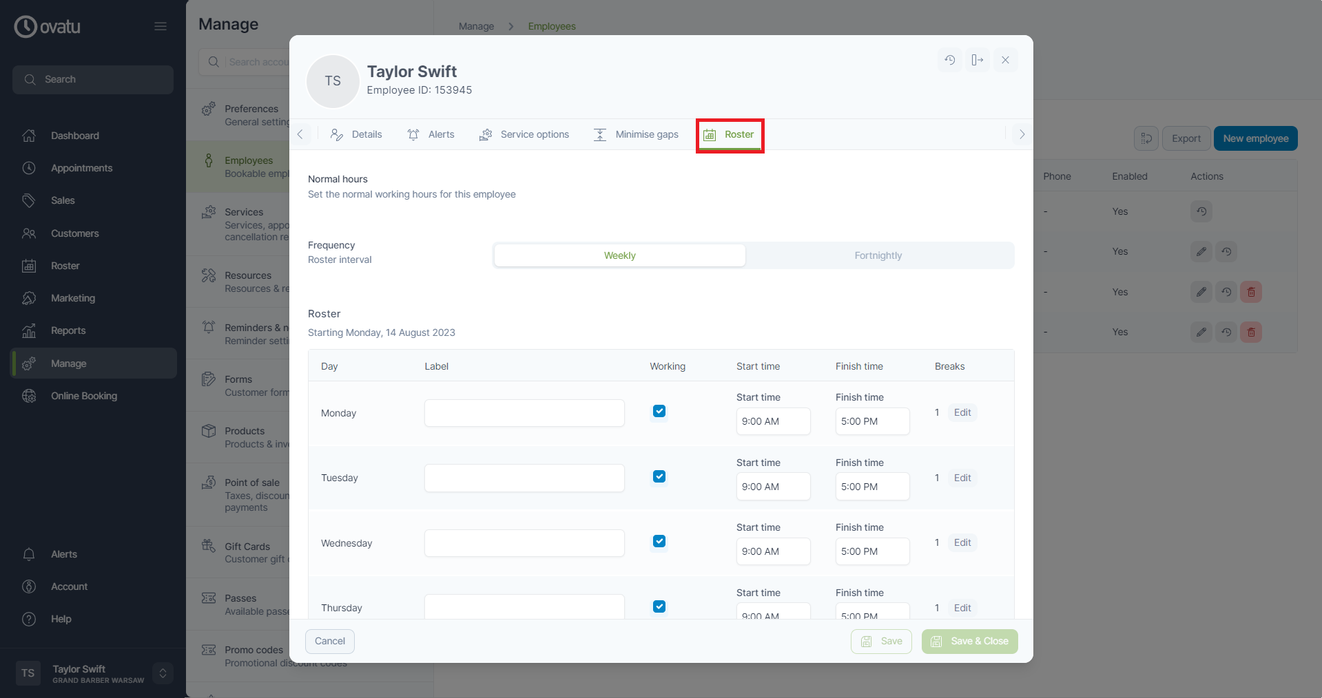 Creating a bookable employee - Ovatu Help Guides Creating a bookable employee - Ovatu Help Guides
