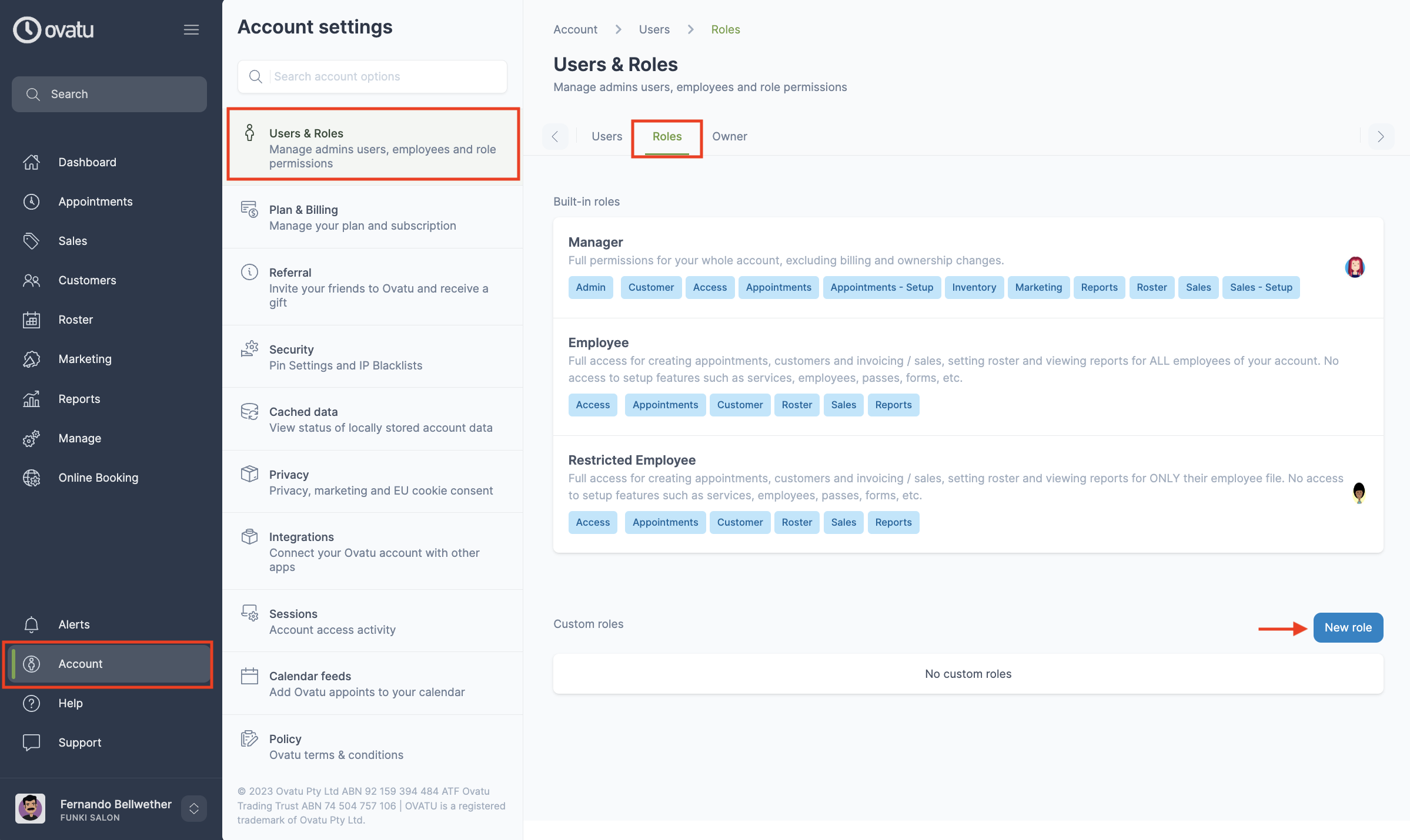 Managing roles - Ovatu Help Guides