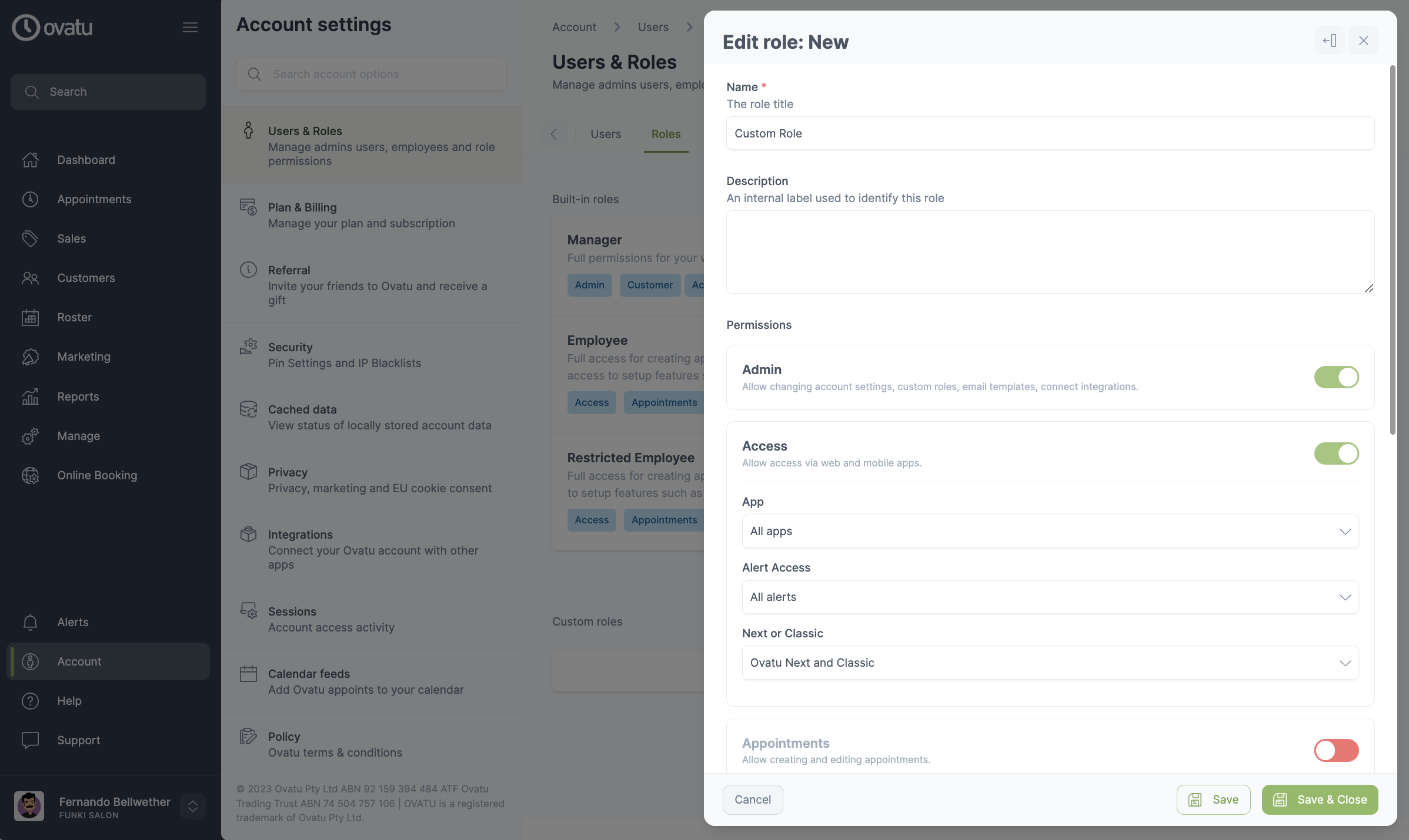 Managing roles - Ovatu Help Guides
