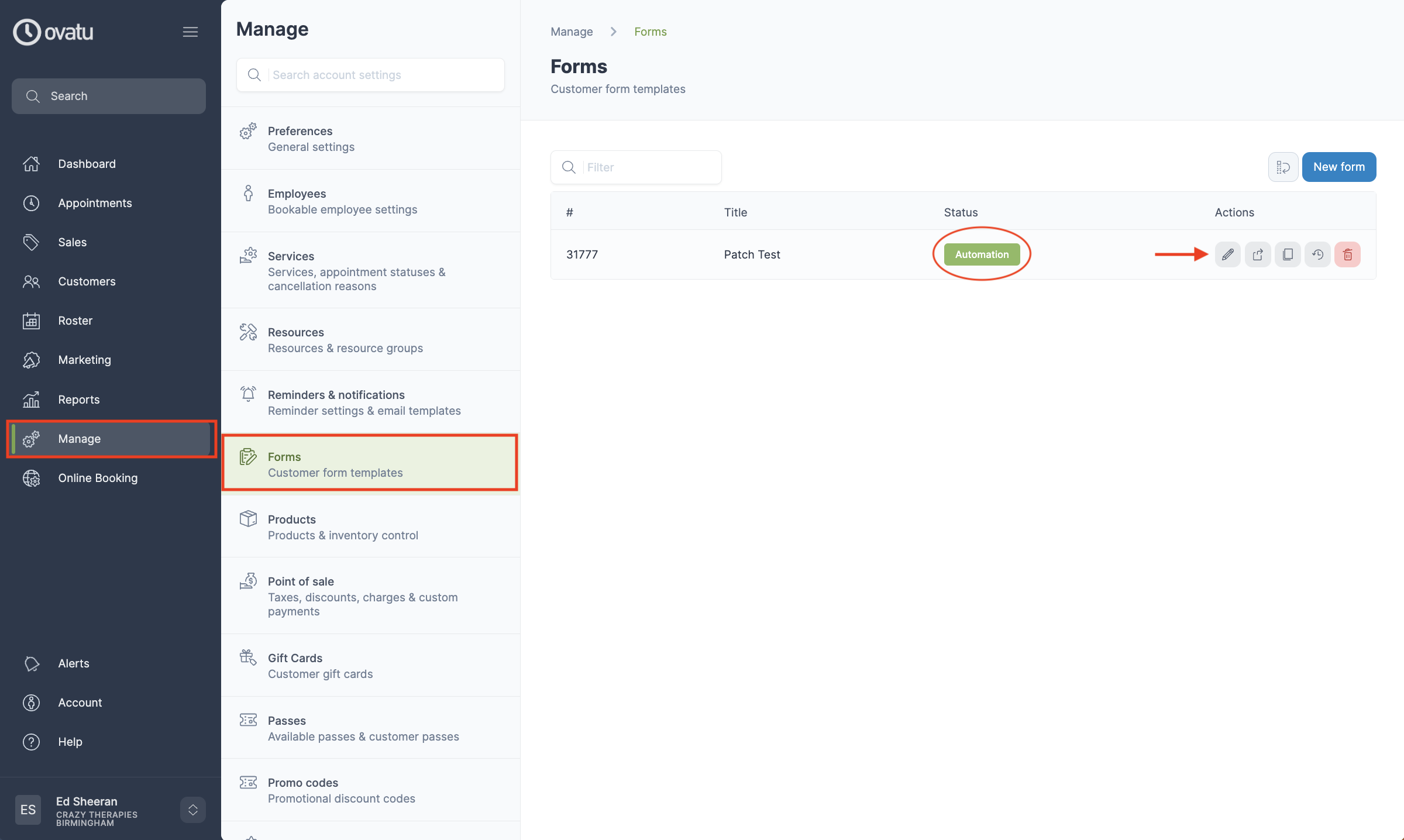 Automating a form - Ovatu Help Guides