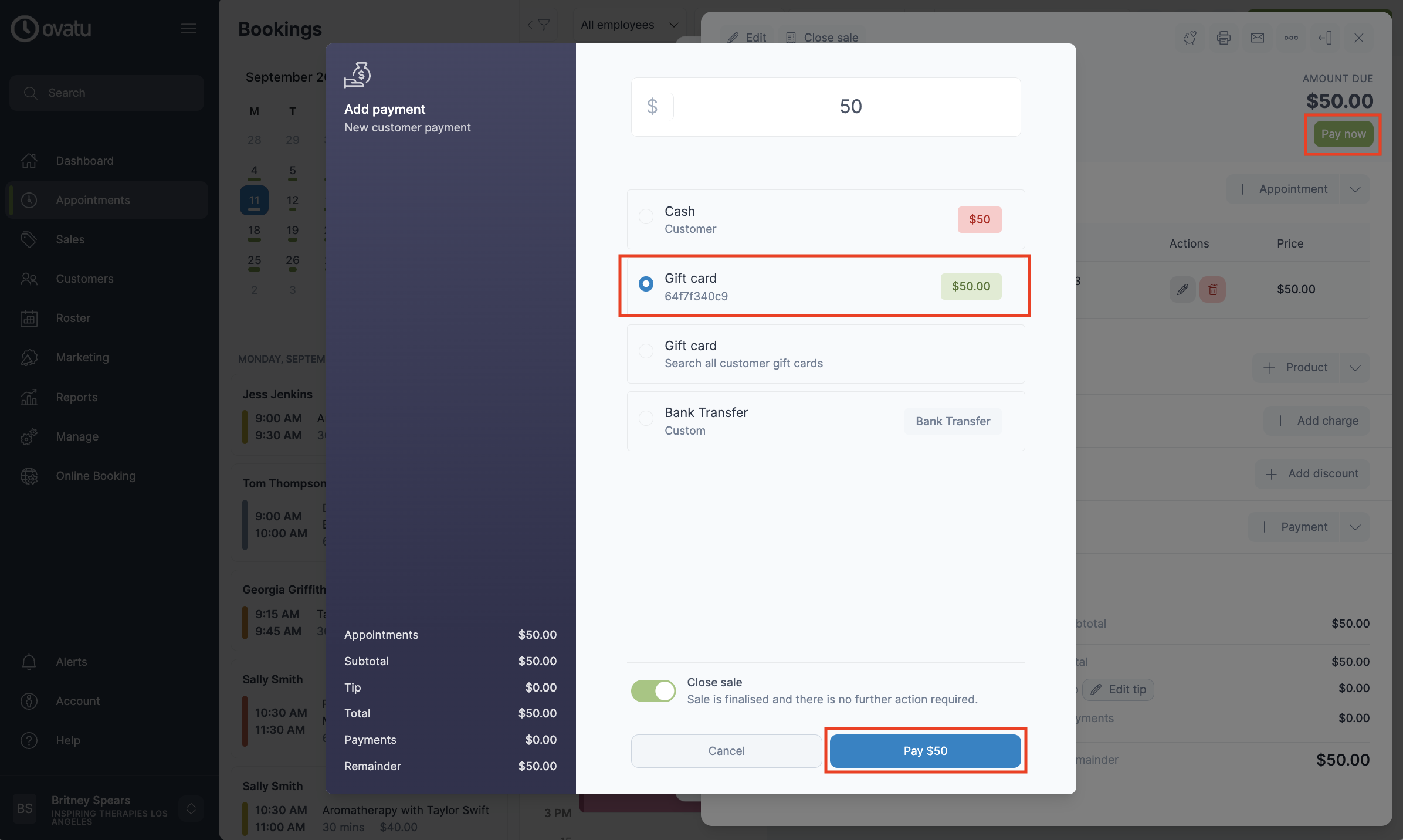 Paying with a gift card - Ovatu Help Guides