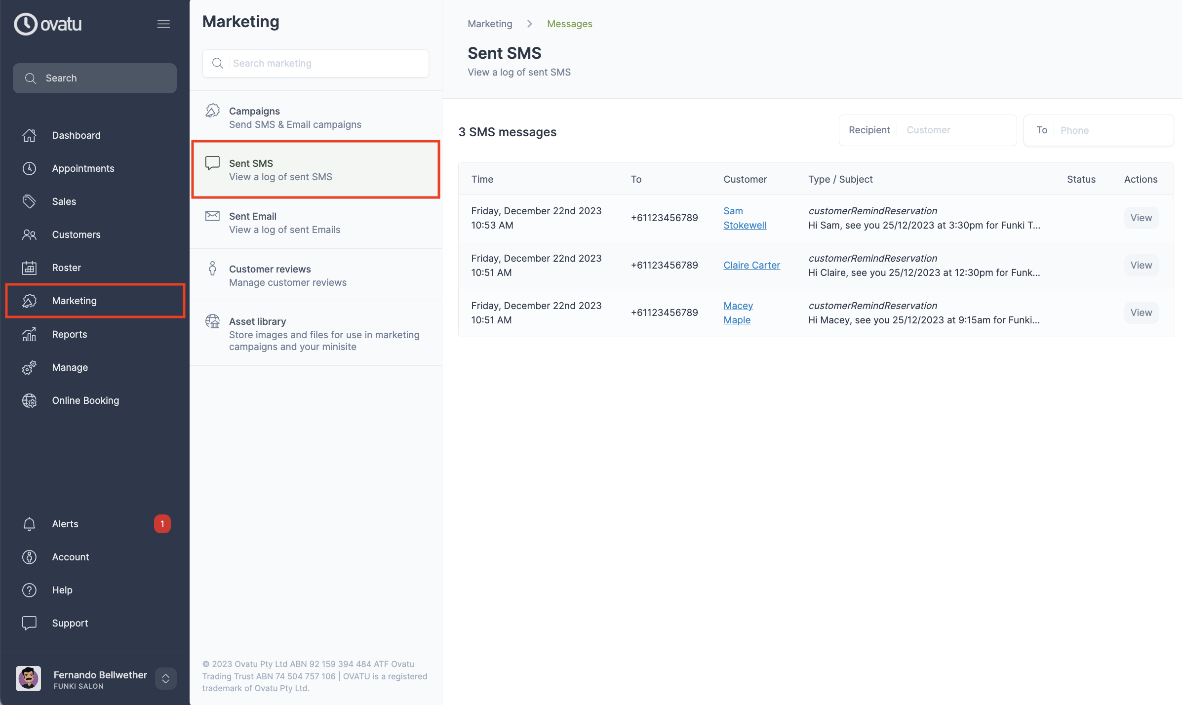 Viewing sent SMS & emails - Ovatu Help Guides