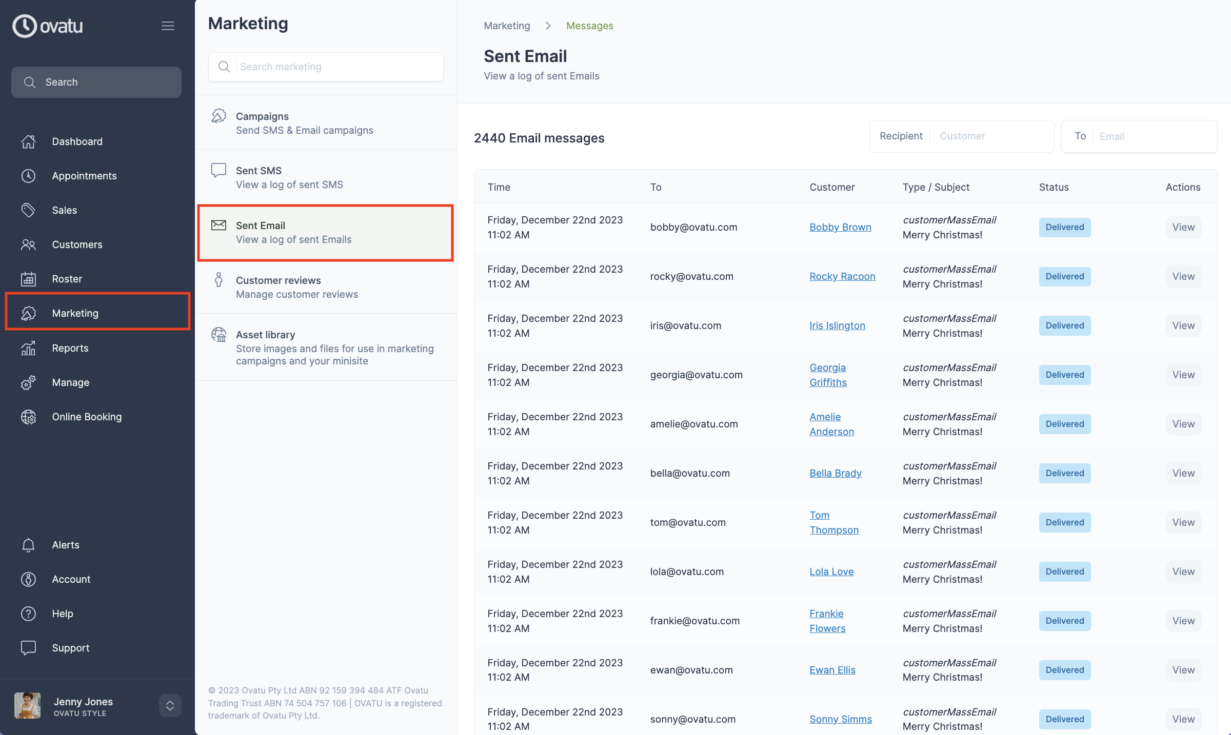 Viewing sent SMS & emails - Ovatu Help Guides
