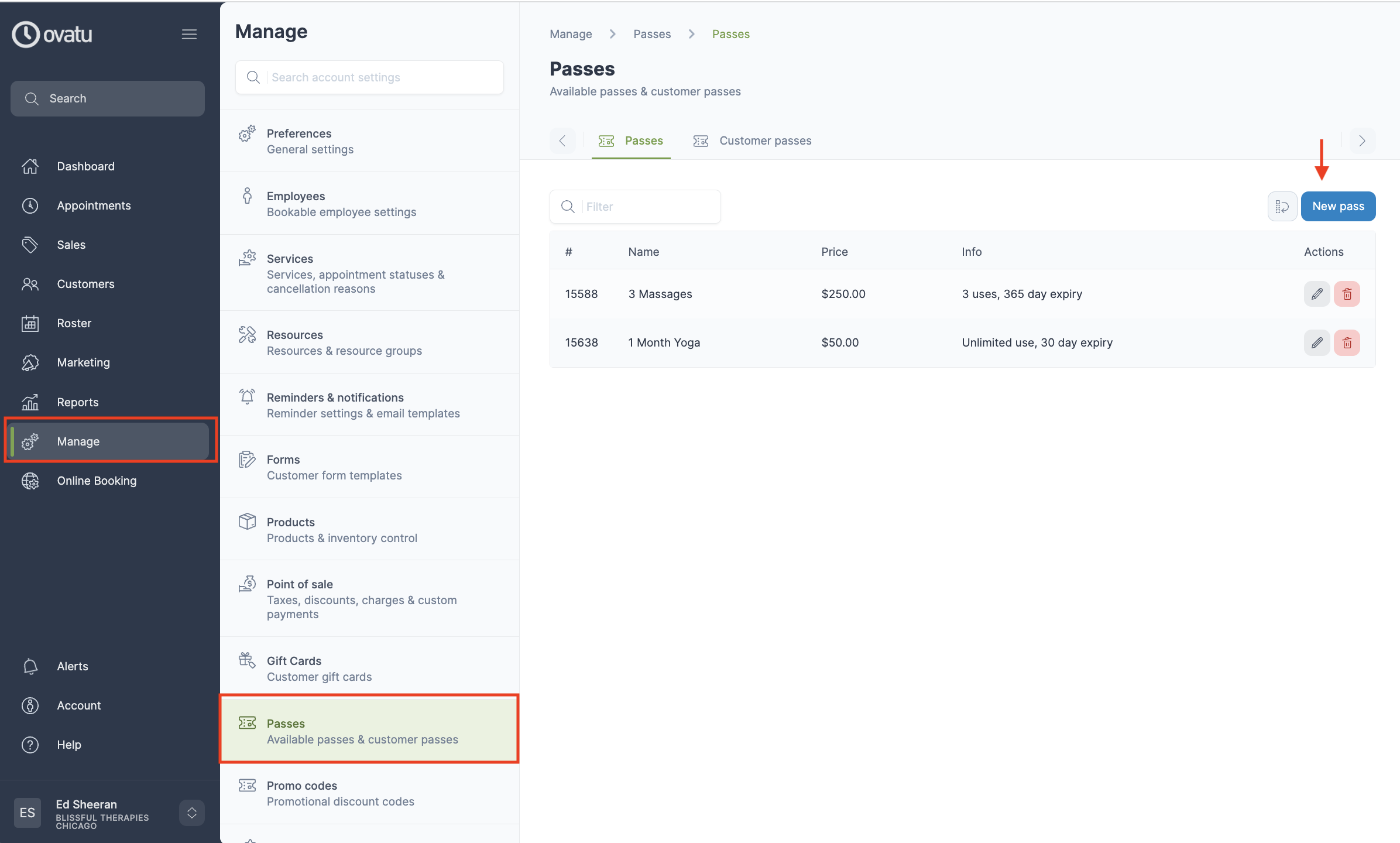 Setting up a pass - Ovatu Help Guides