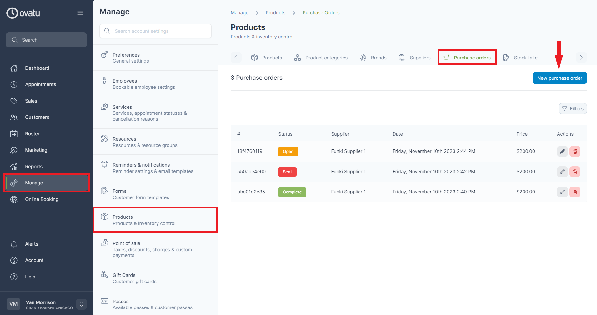 Creating a purchase order - Ovatu Help Guides