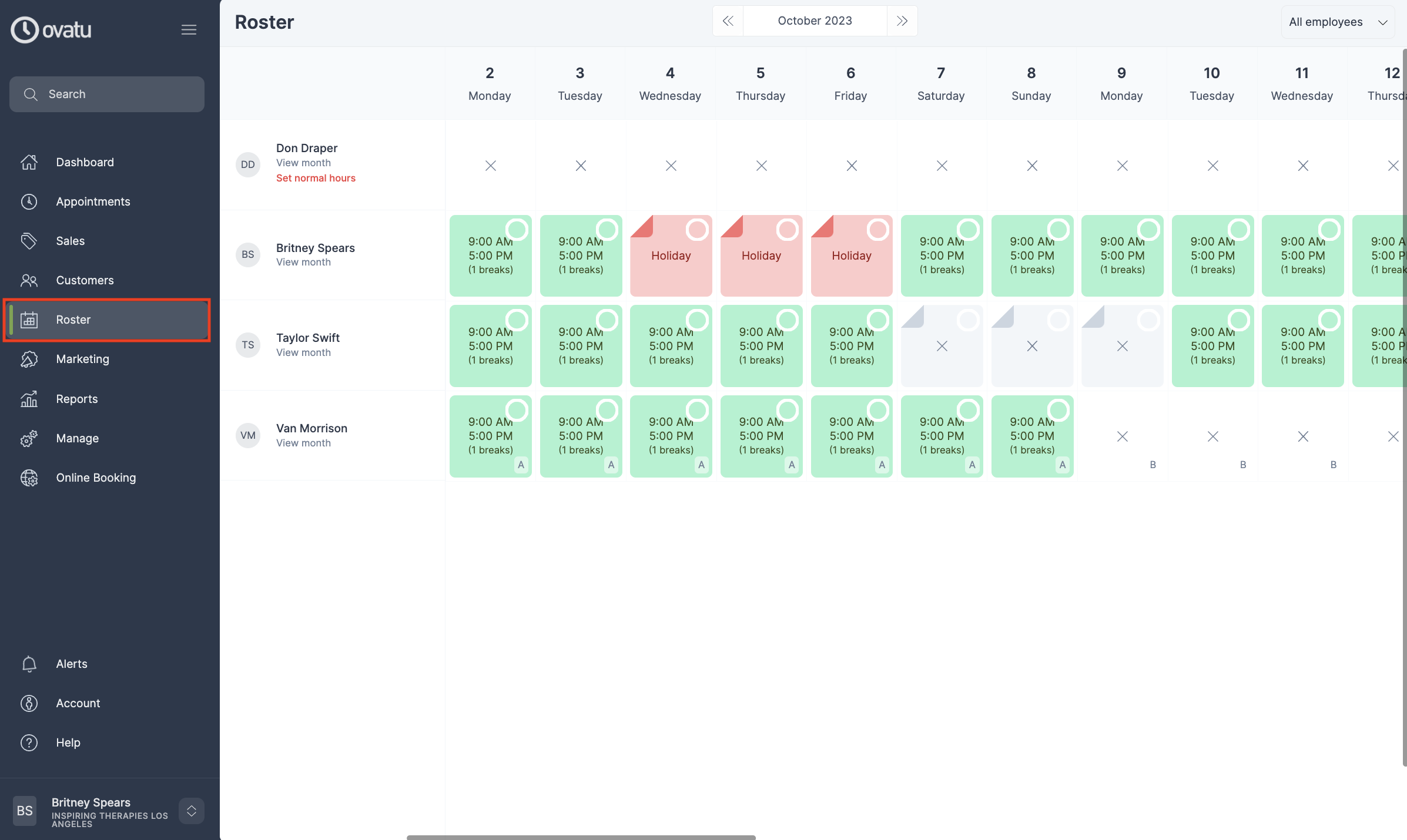 Setting up employee working hours - Ovatu Help Guides