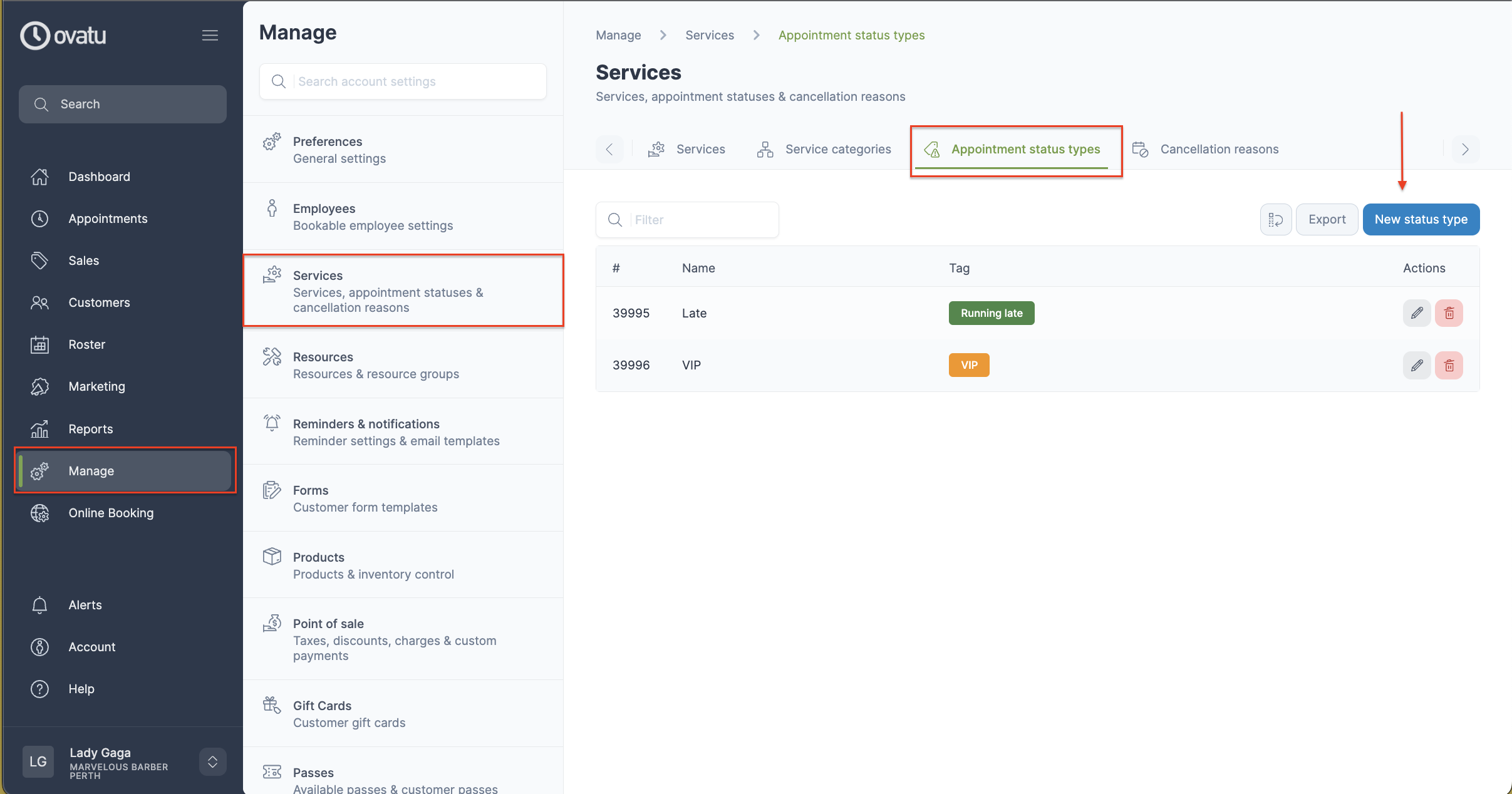 Appointment statuses - Ovatu Help Guides
